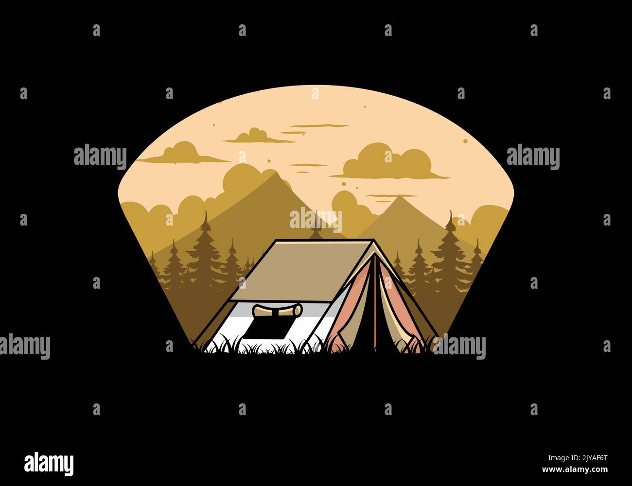 Colorful double layer tent flat illustration badge design Stock Vector ...