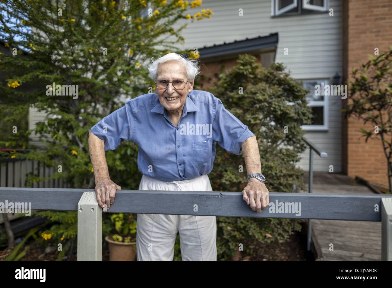 Emeritus Professor Raymond Specht, 95, poses for a photograph outside ...