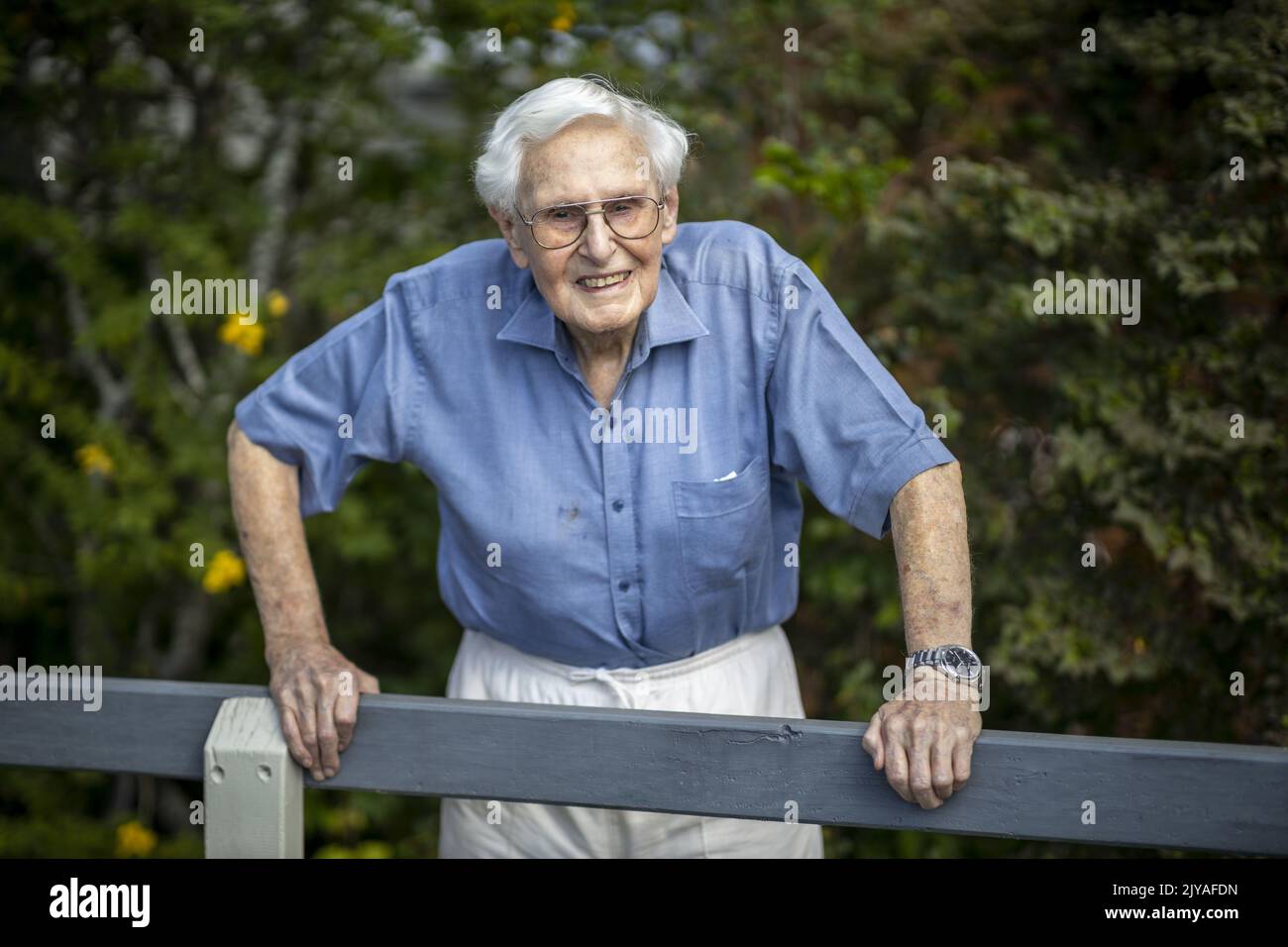 Emeritus Professor Raymond Specht, 95, poses for a photograph outside ...