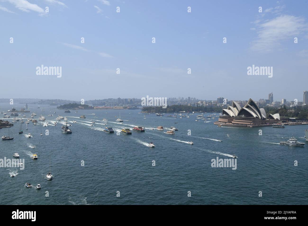 Passenger ferries race on the Sydney Harbour during Australia Day ...