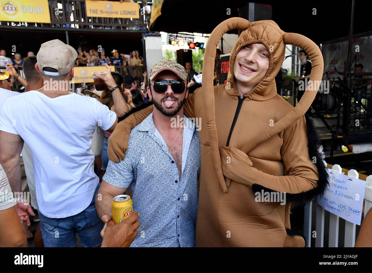 A person dressed as a cockroach is seen during Australia Day ...