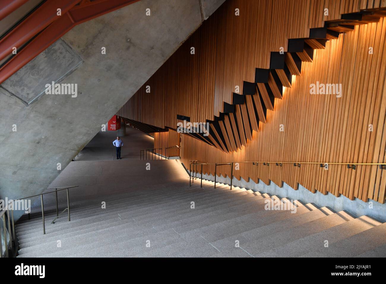 Sydney Opera House Technical Manager walks up the access stairs to the ...