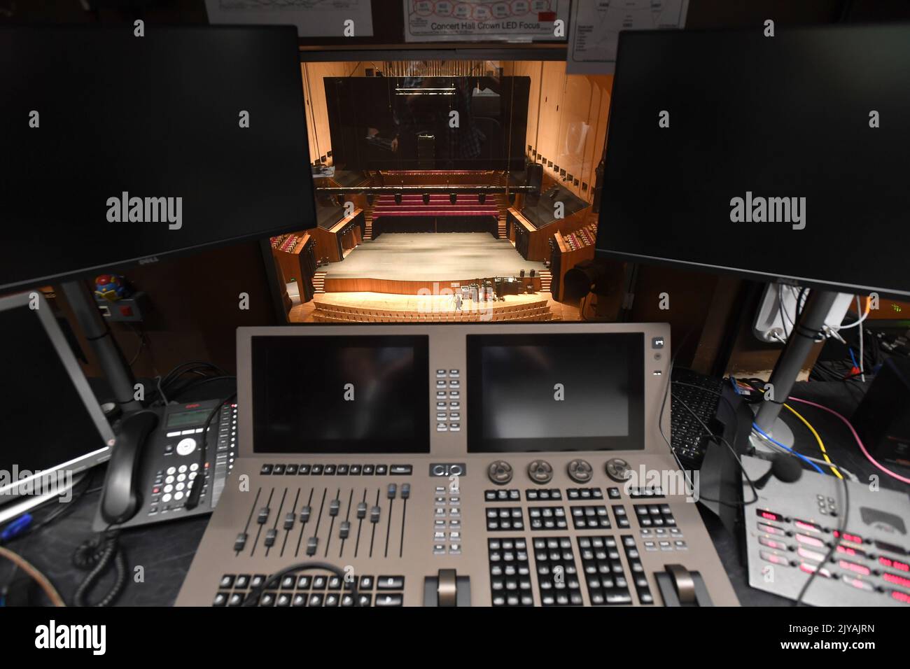 The Concert Hall of the Sydney Opera House is seen from the lighting ...