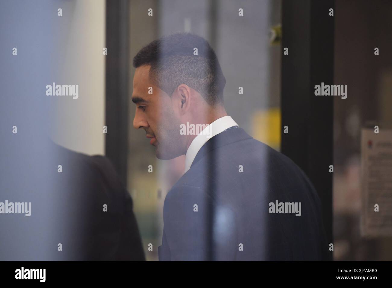 Penrith Panthers NRL player Tyrone May arrives at the Parramatta Local ...