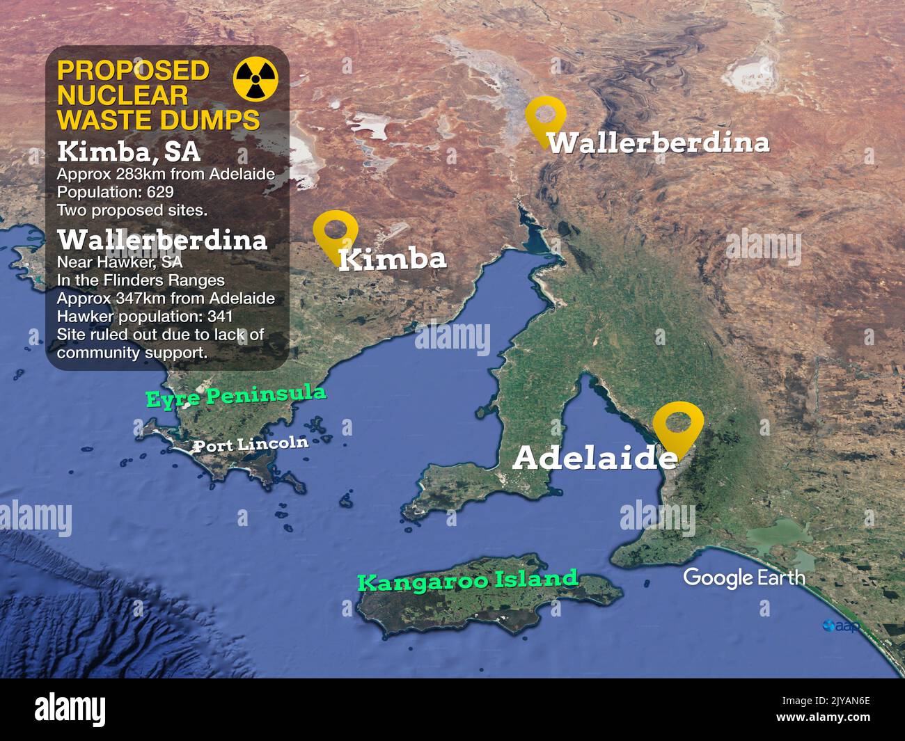 Map graphic showing locations of South Australian towns, Kimba and ...