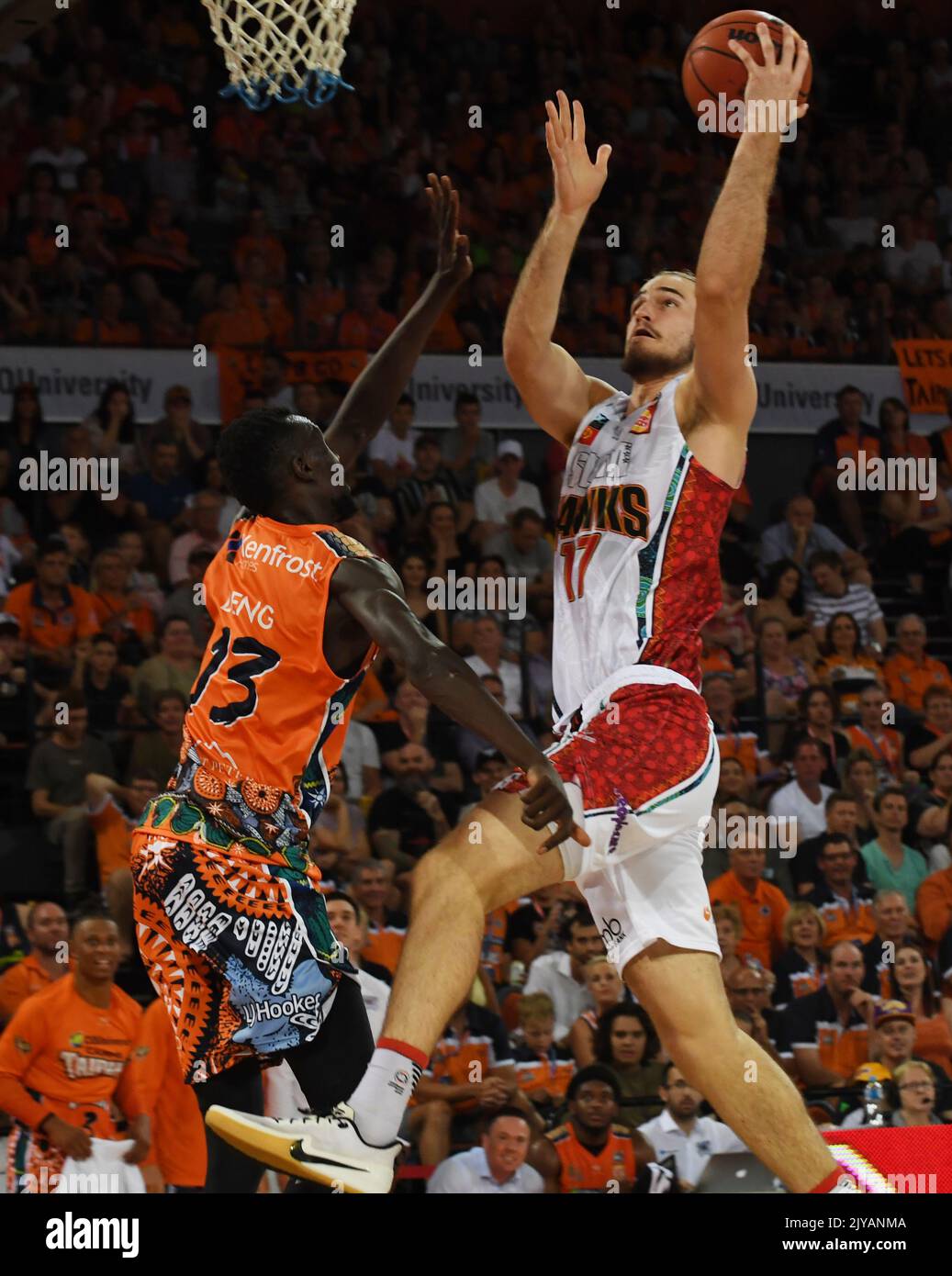 Hawks Sam Froling shoots during the Round 18 NBL match between the ...