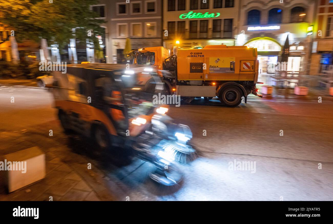 Munich, Germany. 08th Sep, 2022. Cleaning vehicles drive through the ...