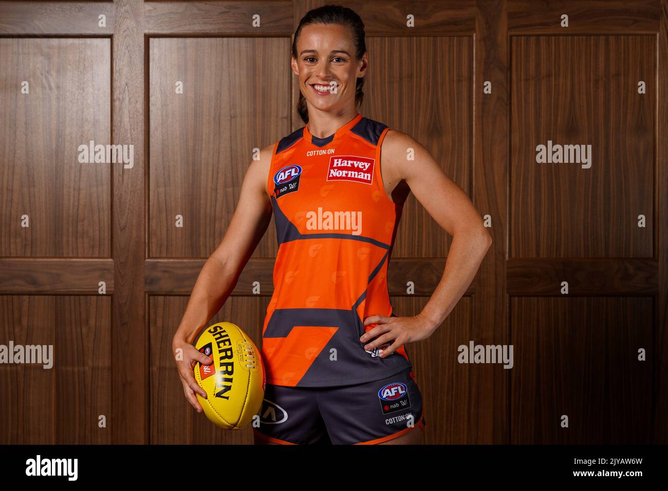 GWS Captain Alicia Eva during the AFLW captains launch event at the ...