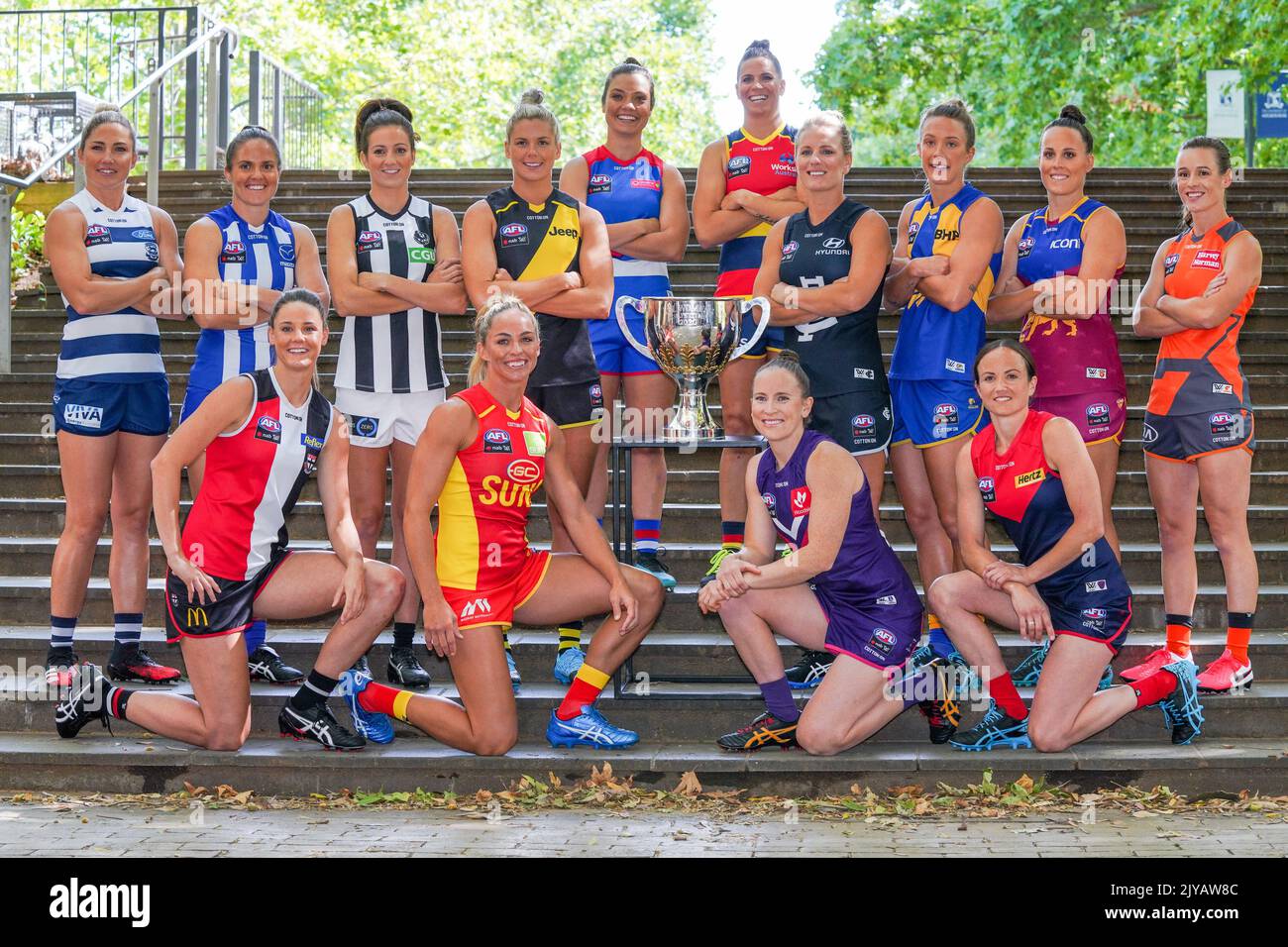 AFLW Captains (L-R) Mel Hickey, Emma Kearney, Rhiannon Watt, Steph ...