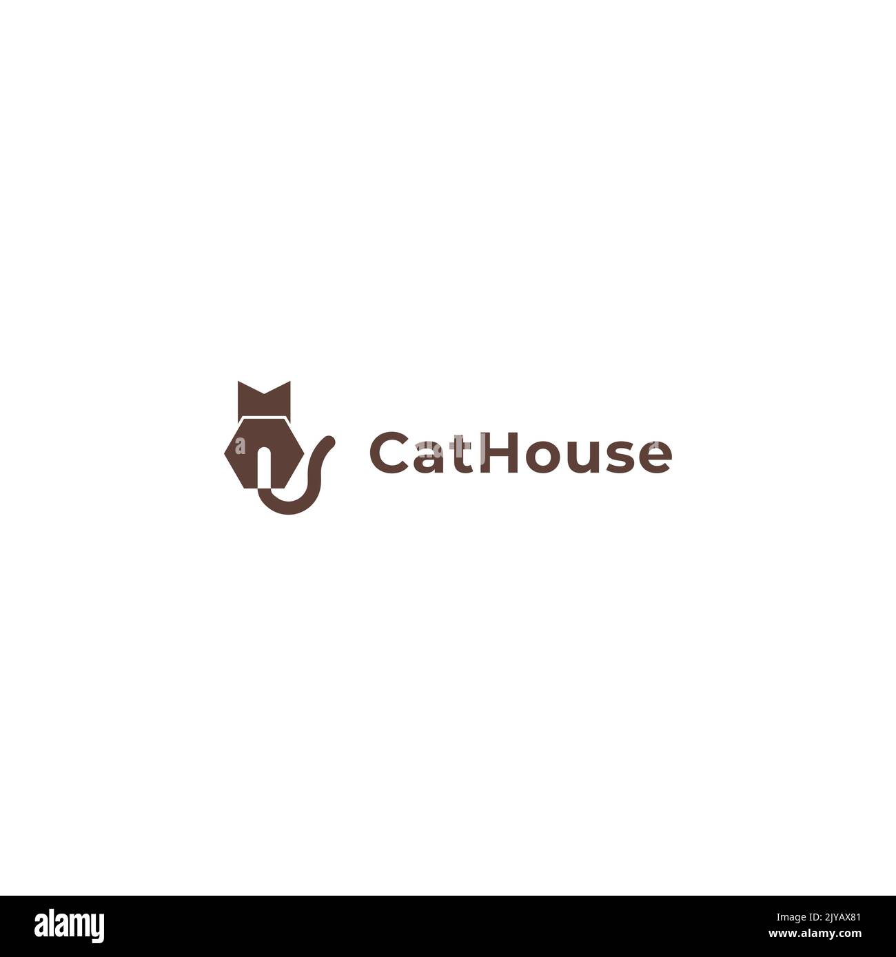 Simple abstract logo design of hexagon cat forming a house. Pet house ...