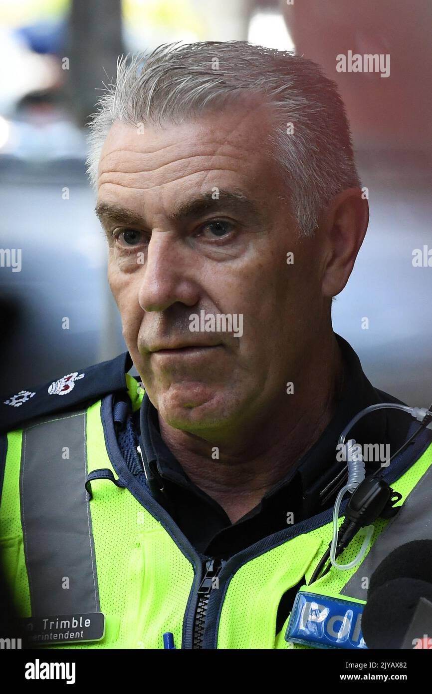 Victoria Police Superintendent Dan Trimble speaks to media following ...