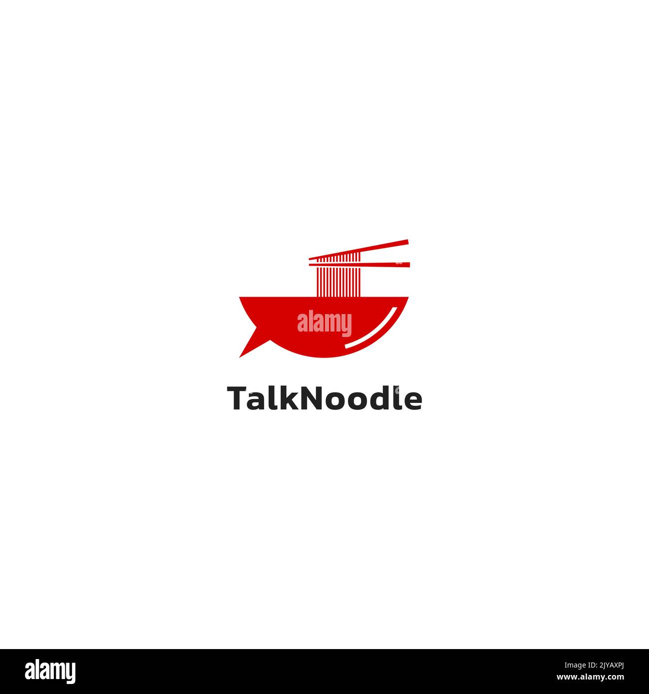 Simple abstract logo design of chat icon and bowl of noodles. Talking ...