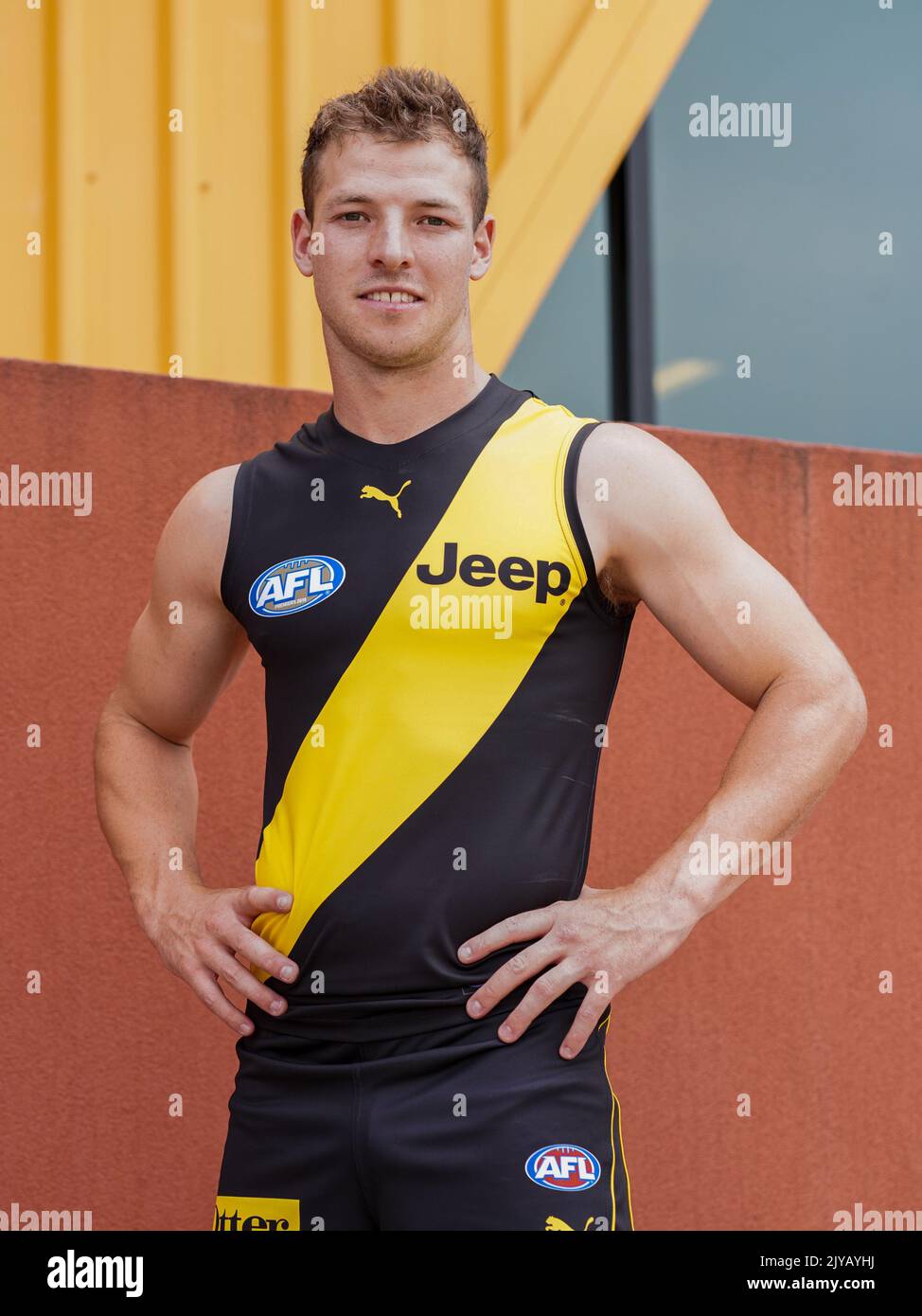 Jake Aarts poses for a photo during a Richmond Tigers media opportunity ...