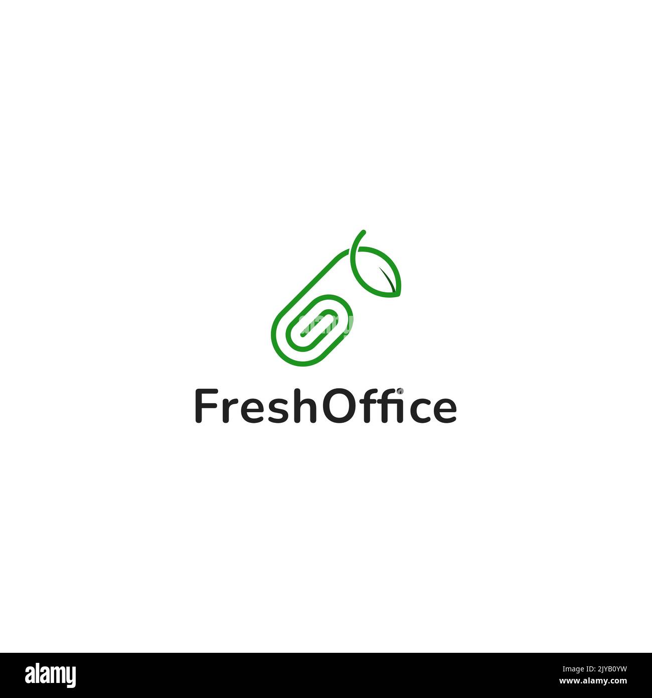 Simple abstract logo design of paper clips and leaves. Fresh green ...