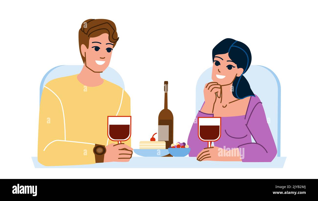 couple eating restaurant vector Stock Vector Image & Art - Alamy