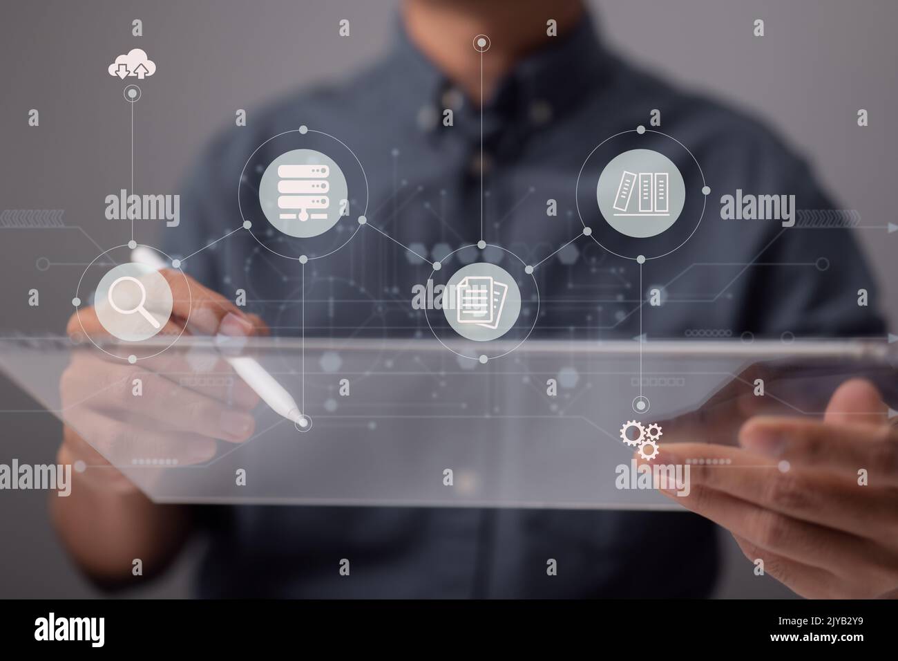 Electronic document icons on a virtual screen for a document management ...