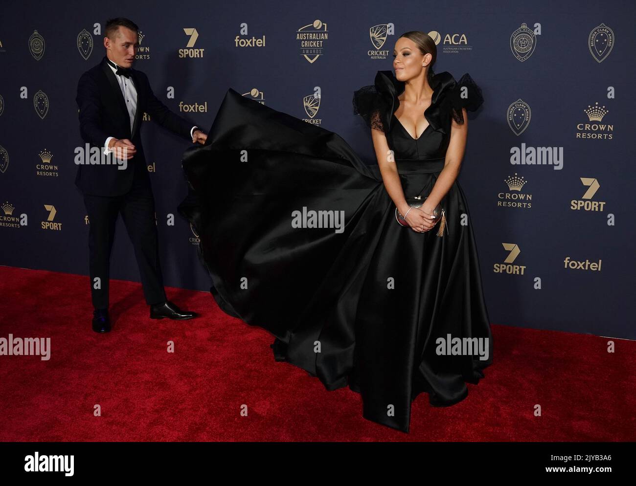 Rebekah Labuschagne and Marnus Labuschagne arrive to attend the 2020 ...