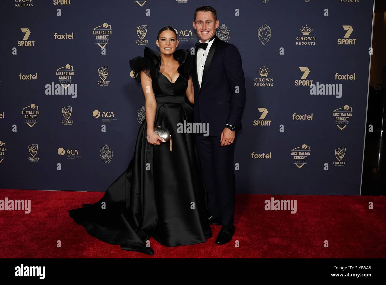 Rebekah Labuschagne and Marnus Labuschagne arrive to attend the 2020 ...
