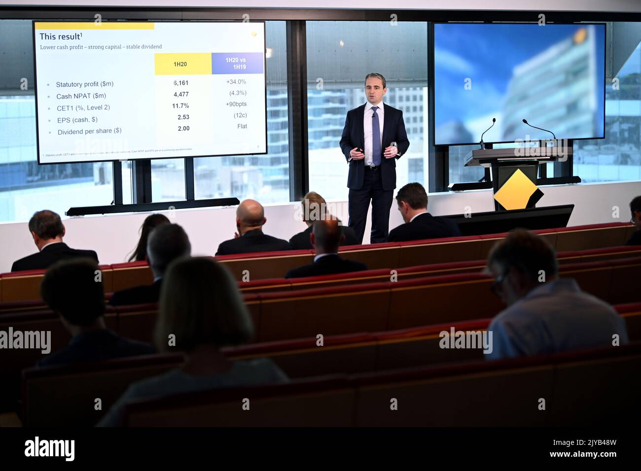Commonwealth Bank of Australia CEO Matt Comyn delivers the half year ...