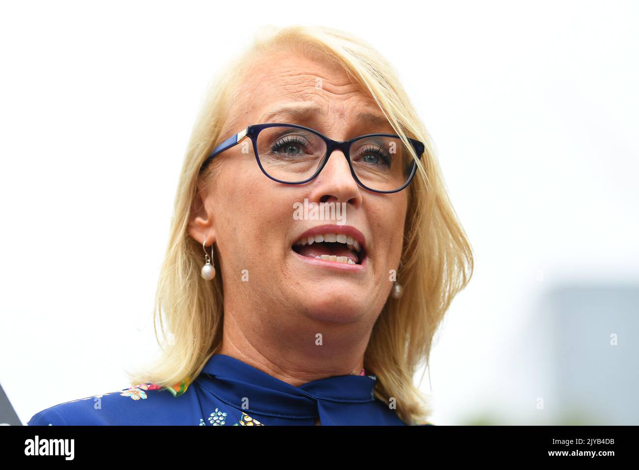 Lord Mayor of Melbourne Sally Capp speaks to media during a preview of ...