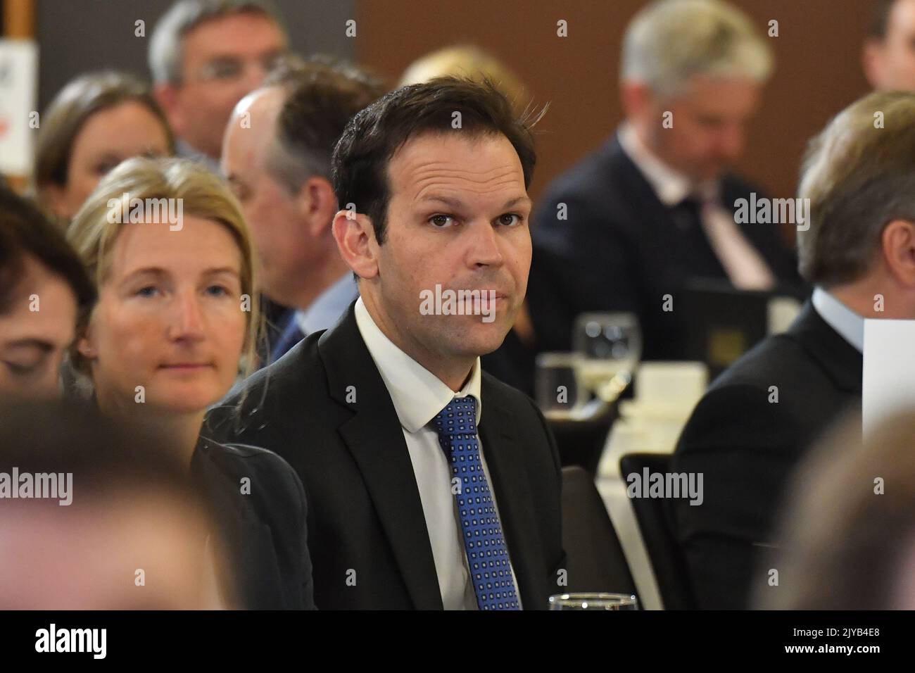 Nationals Senator Matt Canavan listens to Chief Scientist Dr Alan ...