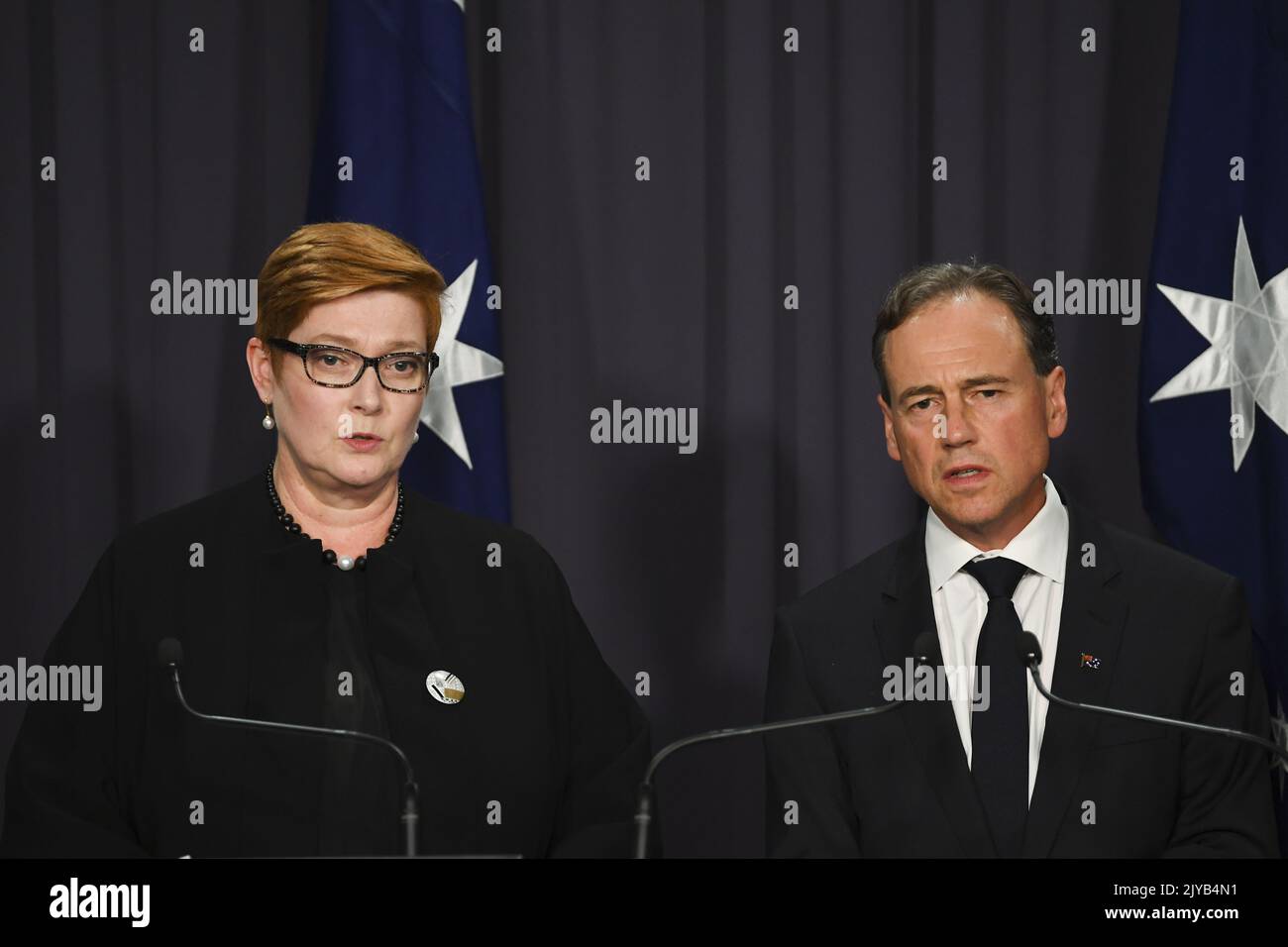 Australian Foreign Minister Marise Payne (left) and Australian Health ...