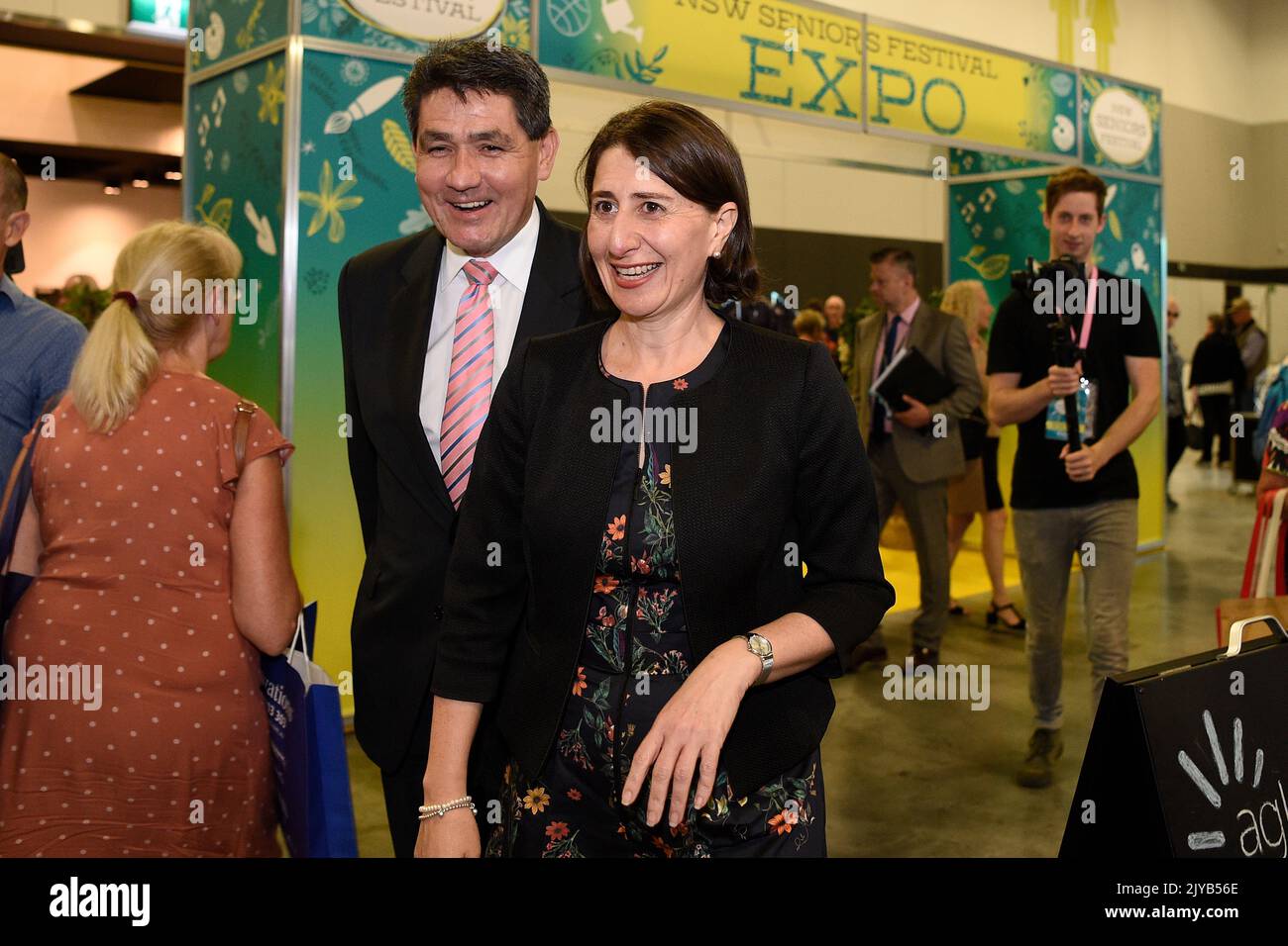 Acting Minister for Seniors Geoff Lee (left) and Premier of NSW Gladys ...