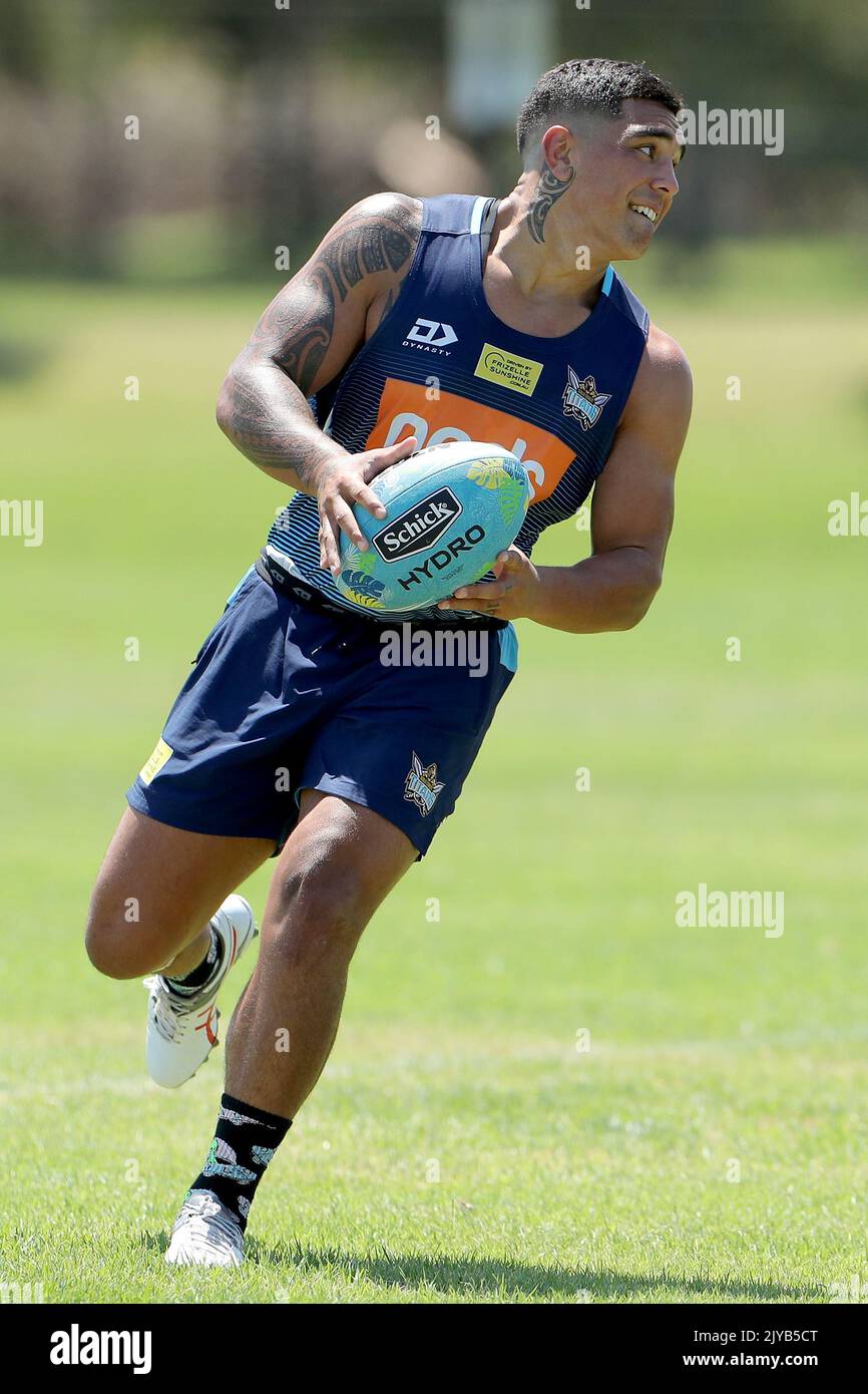 Erin Clark of the Gold Coast Titans is seen training in Perth, Thursday ...