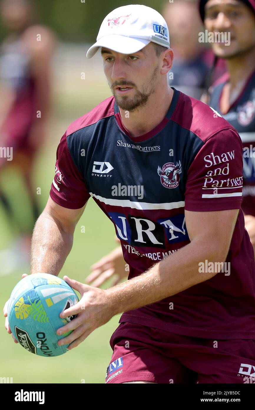 Lachlan Croker of the Manly Warringah Sea Eagles is seen training in ...