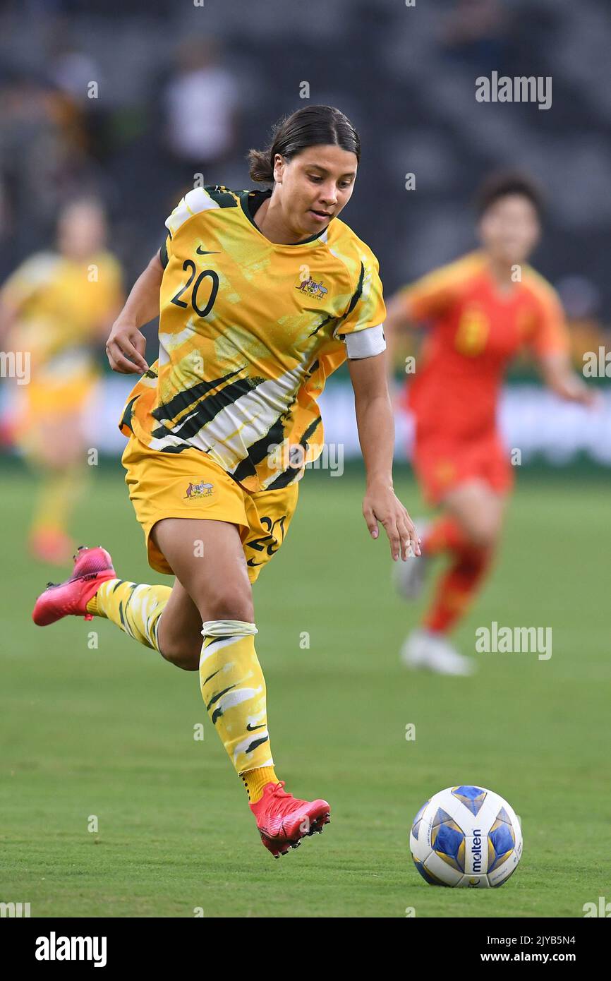 Sam Kerr of Australia with the ball during the Women's Olympic Tokyo ...