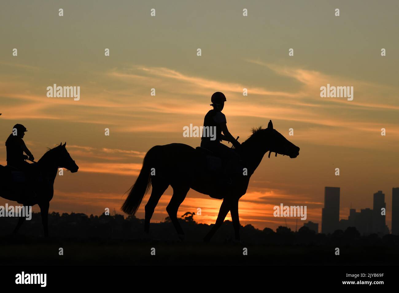 General view during early morning trackwork session at Flemington ...