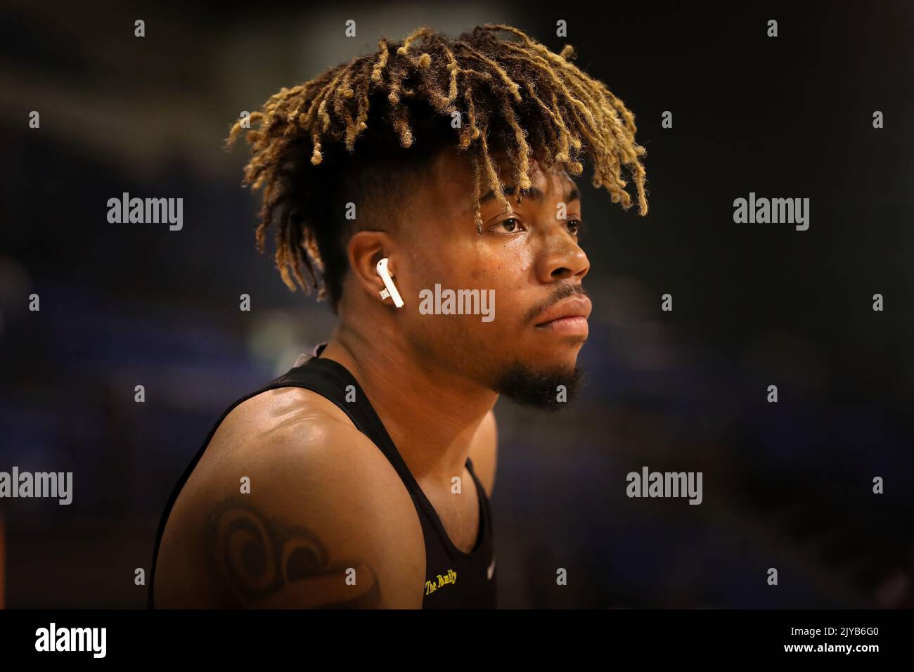 Terry Armstrong of the Phoenix warms up prior to the Round 20 NBL match ...