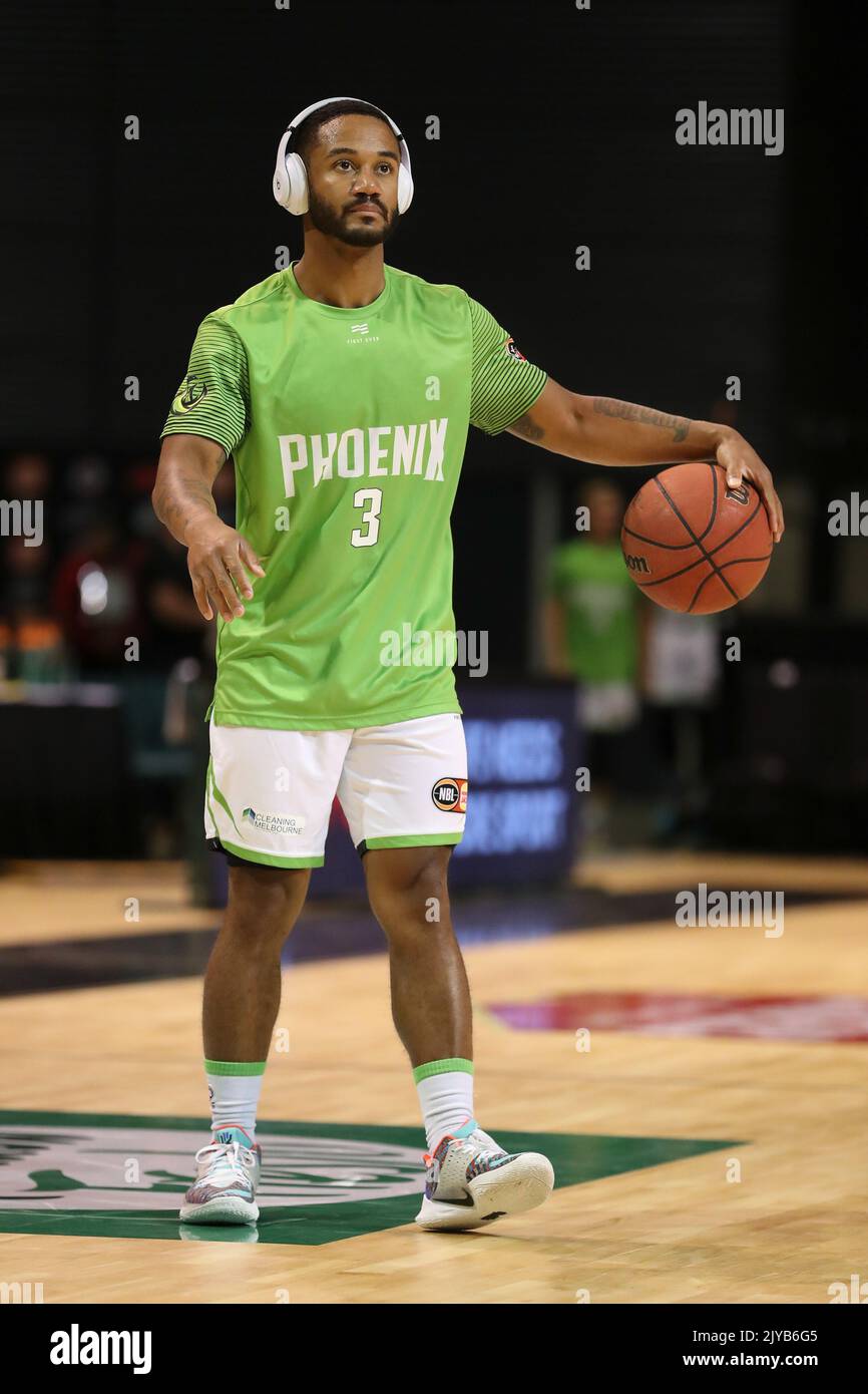 John Roberson of the Phoenix warms up prior to the Round 20 NBL match ...