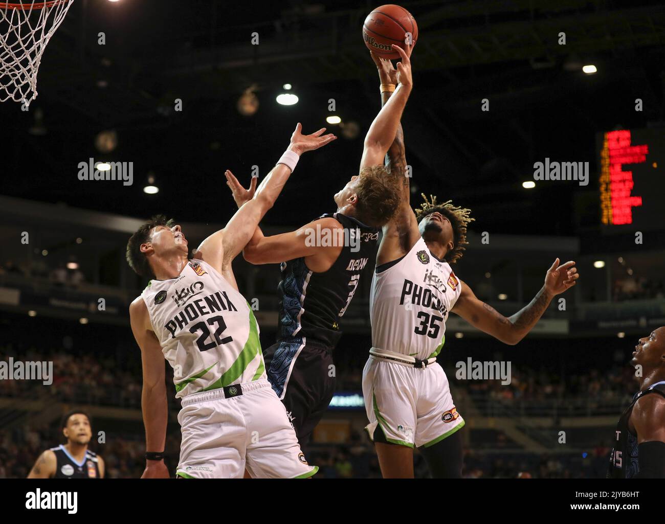 Finn Delany of the Breakers controls the ball during the Round 20 NBL ...