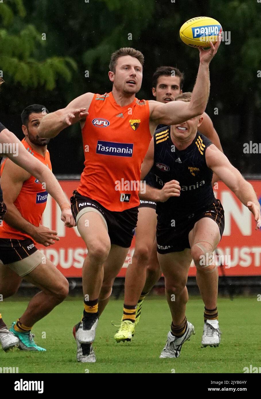 Liam Shiels of the Hawks in action during a Hawthorn Hawks AFL ...