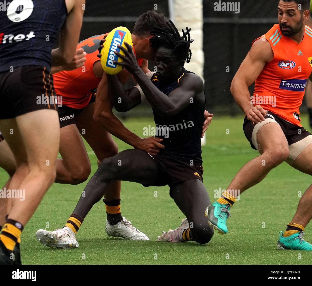 Changkuoth Jiath of the Hawks in action during a Hawthorn Hawks AFL ...