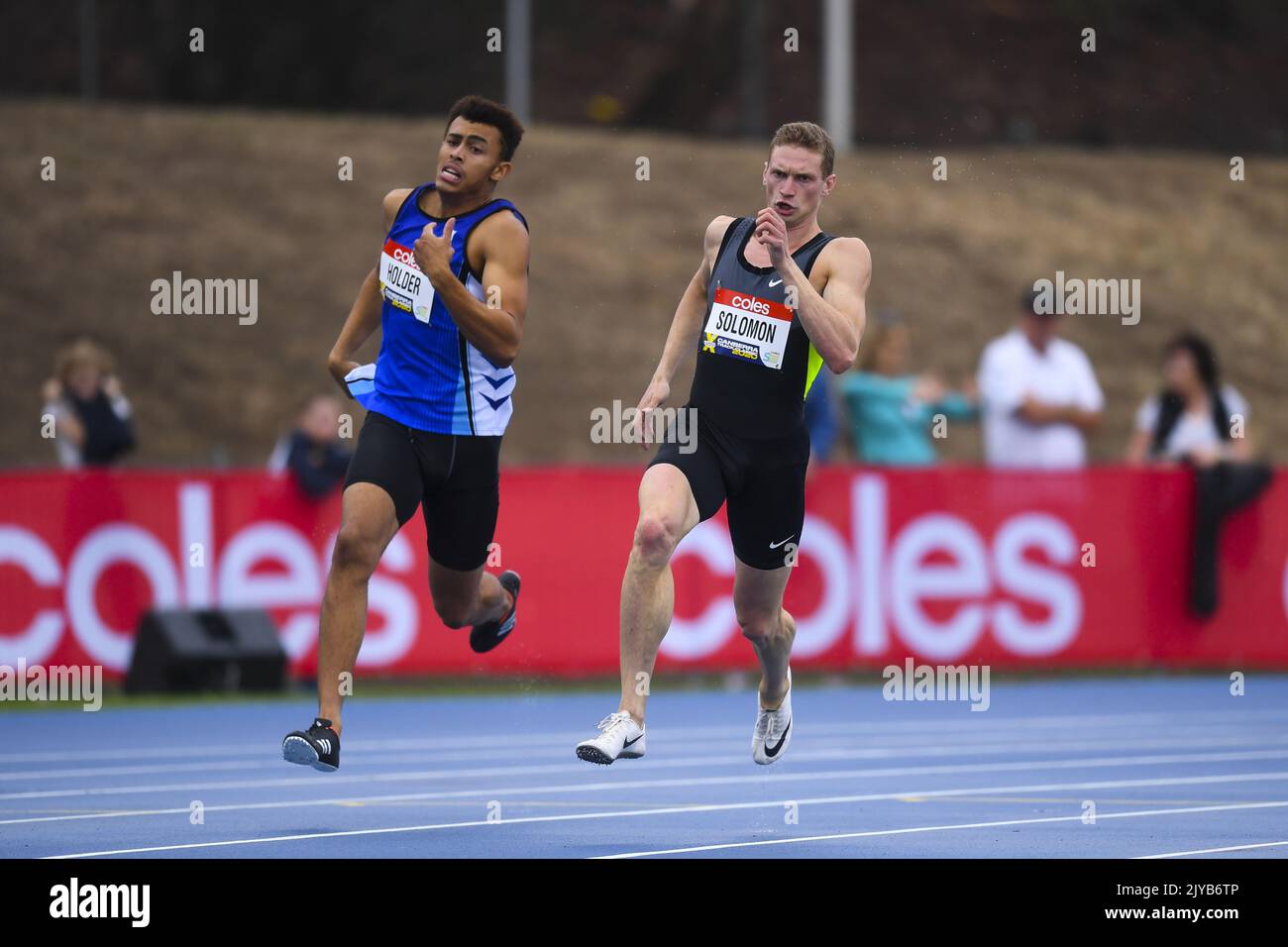 Steven Solomon of NSW (right) and Reece Holder of Queensland in action ...
