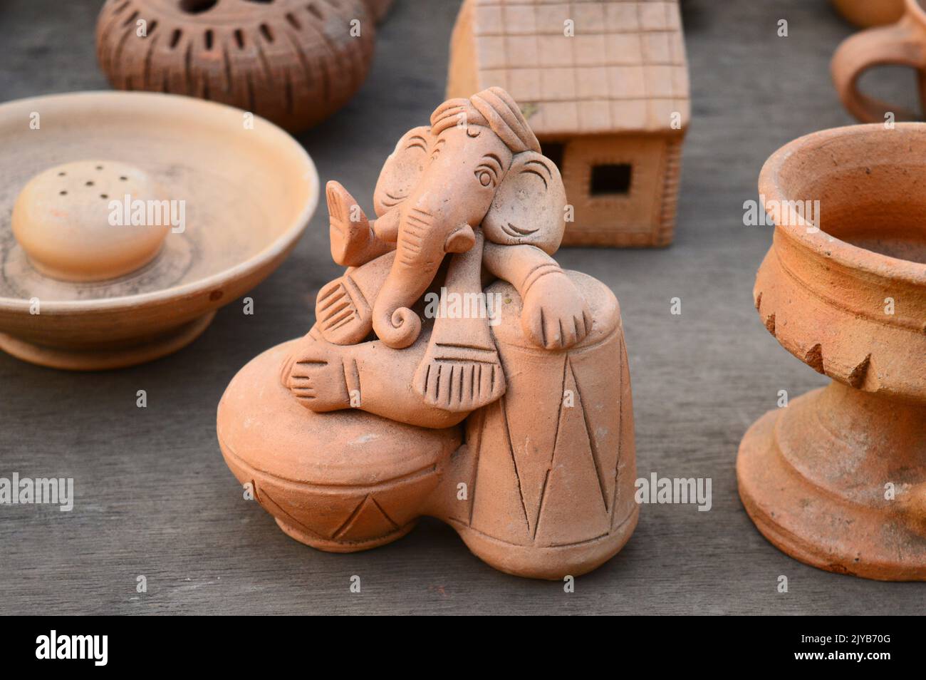 Clay Ganpati and other clay items, Kolhapur, Maharashtra , India Stock ...
