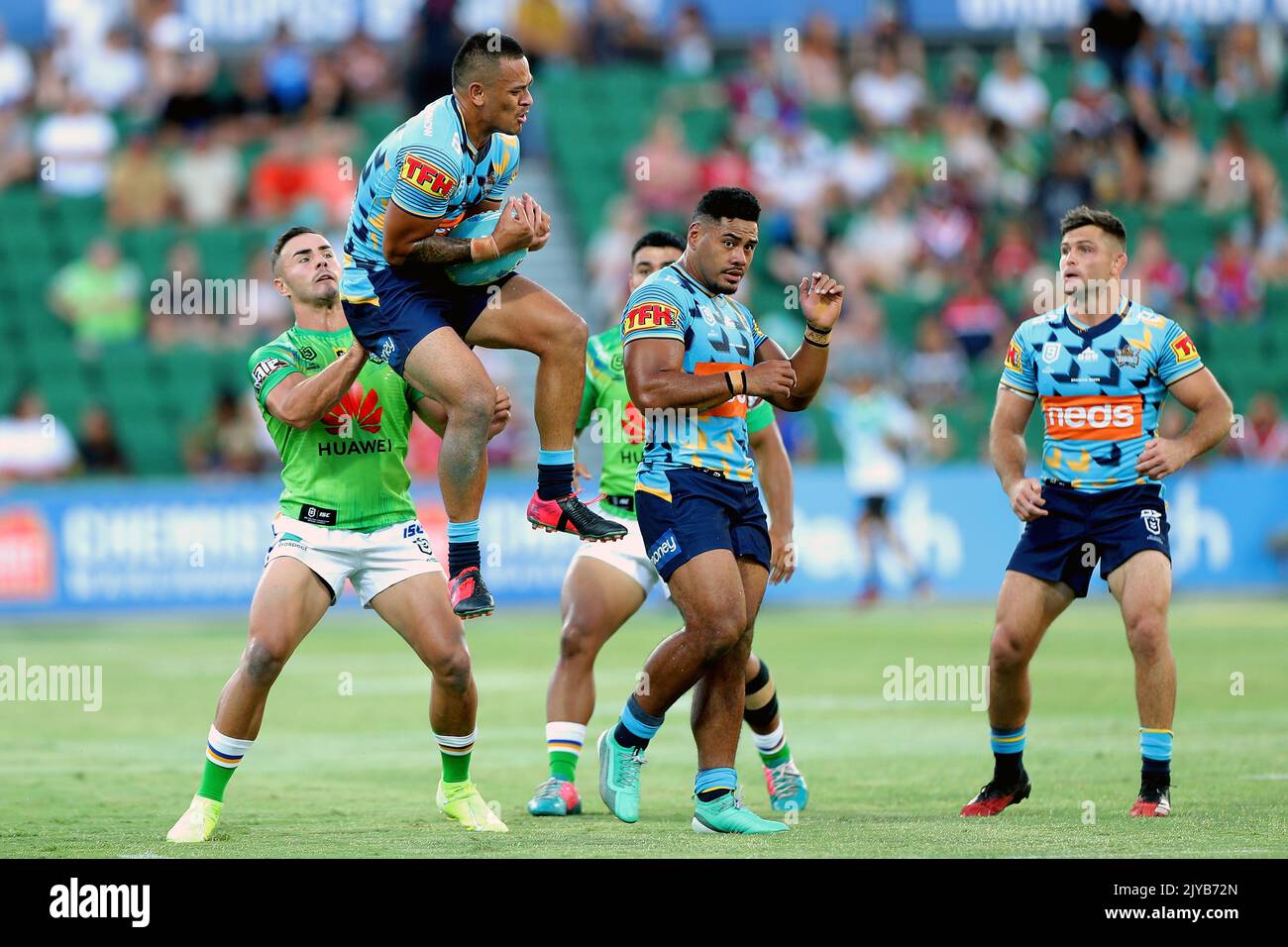 Phil Sami of the Titans during the NRL Nines 2020 tournament at HBF ...