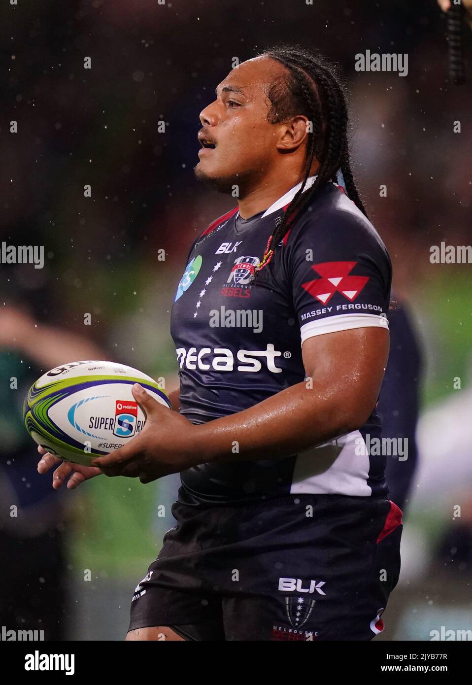 Steven Misa of the Rebels looks on during the Round 3 Super Rugby match ...