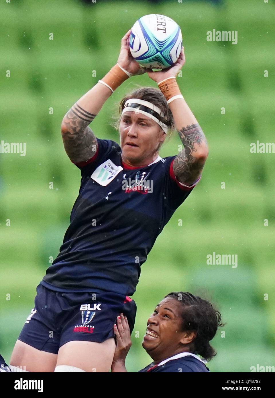Brooke Saunders of the Rebels wins a lineout during the Round 1 Super W ...