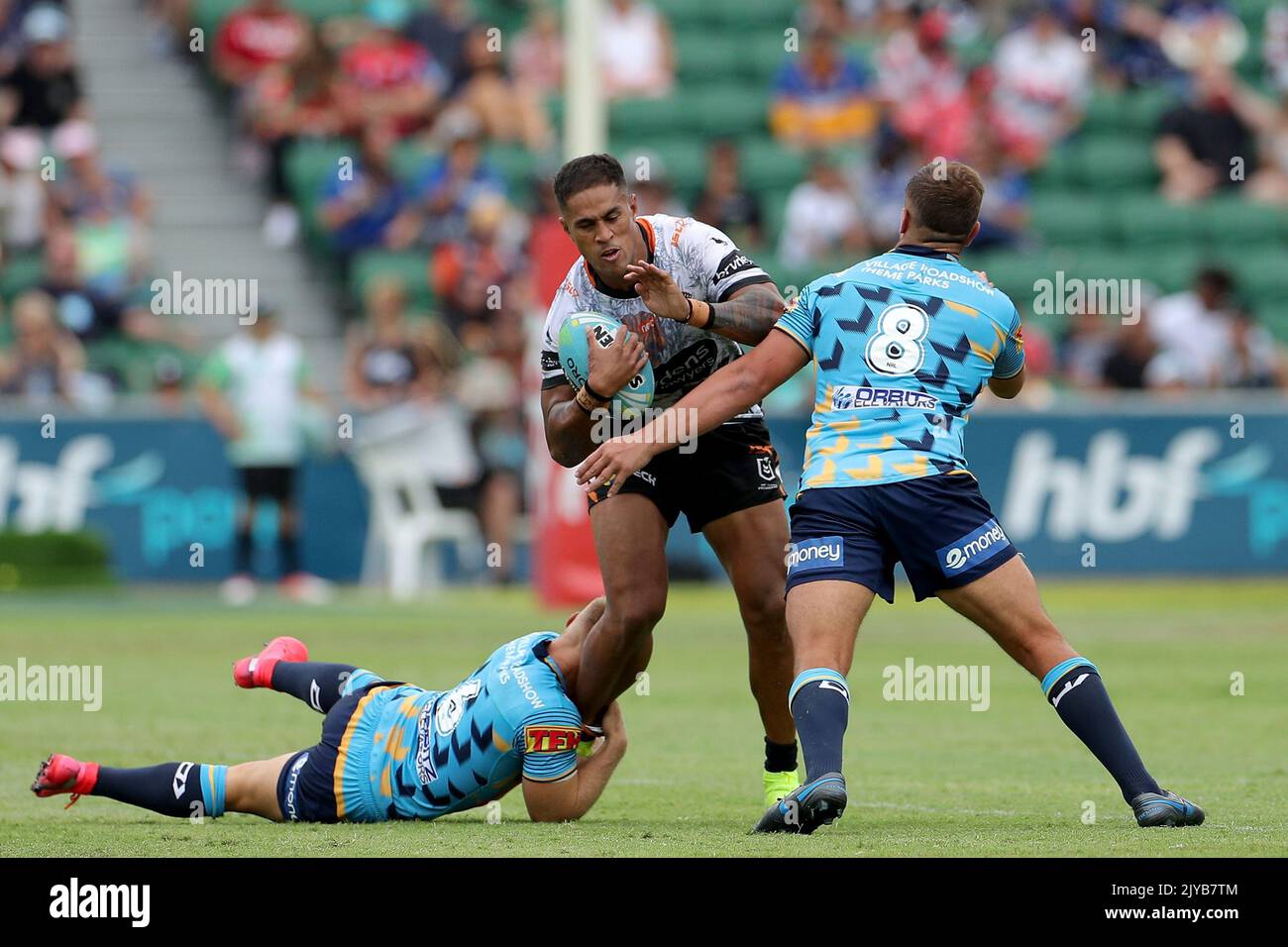 Michael Chee Kam of the Wests Tigers in action during the NRL Nines ...