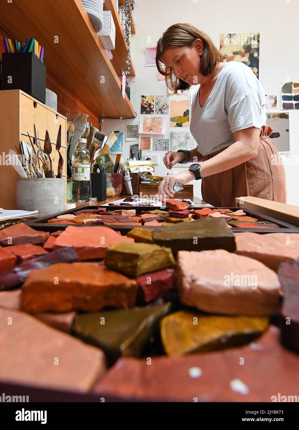 Artist Hannah Fox poses for a portrait at her studio in Melbourne ...