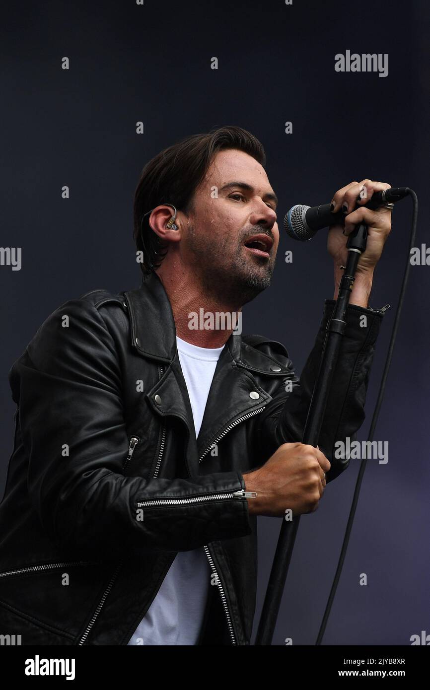 Phil Jamieson of Grinspoon performs during the Fire Fight Australia ...