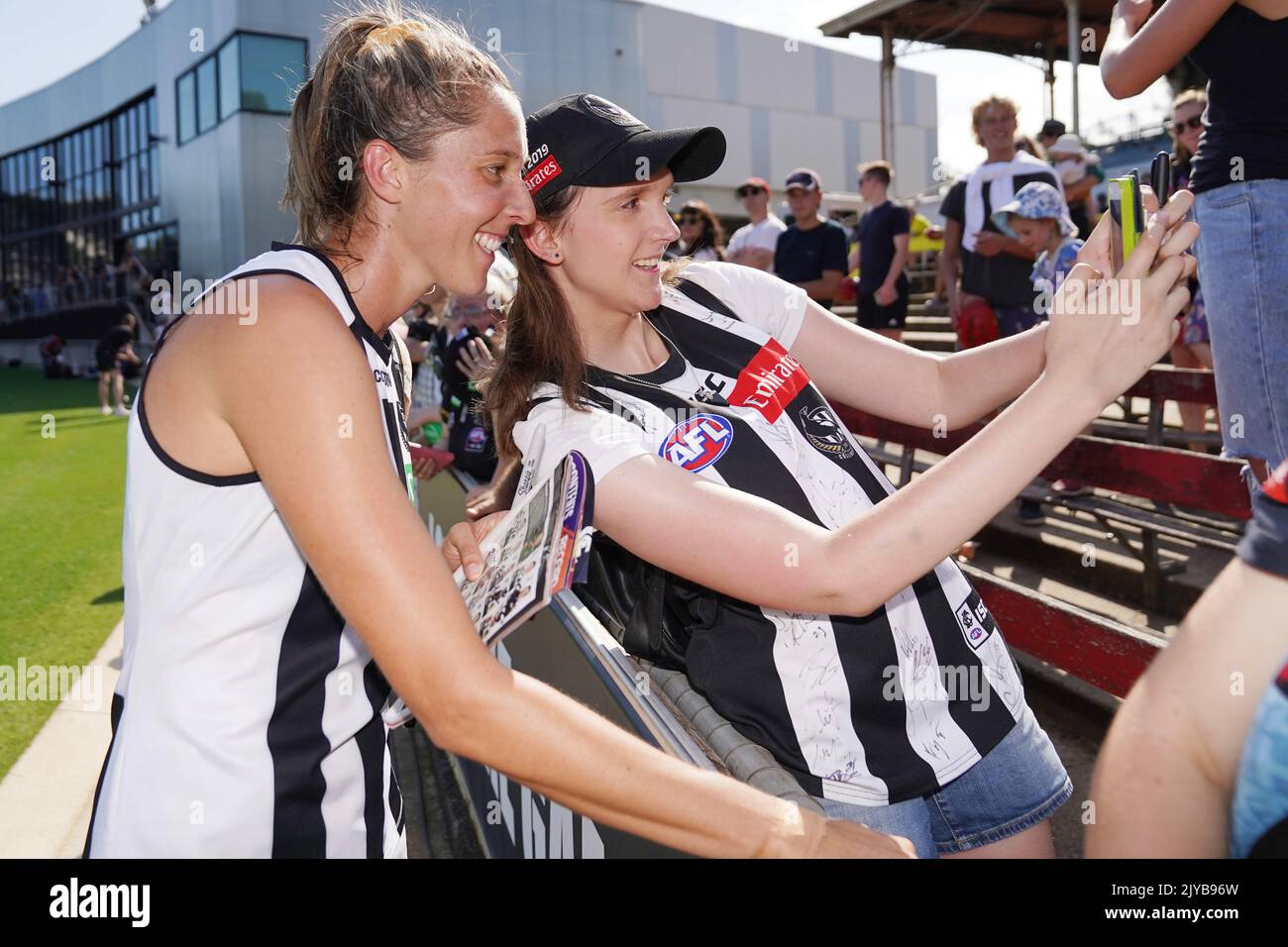 Erica Fowler of the Magpies poses for fans during the Round 2 AFLW ...