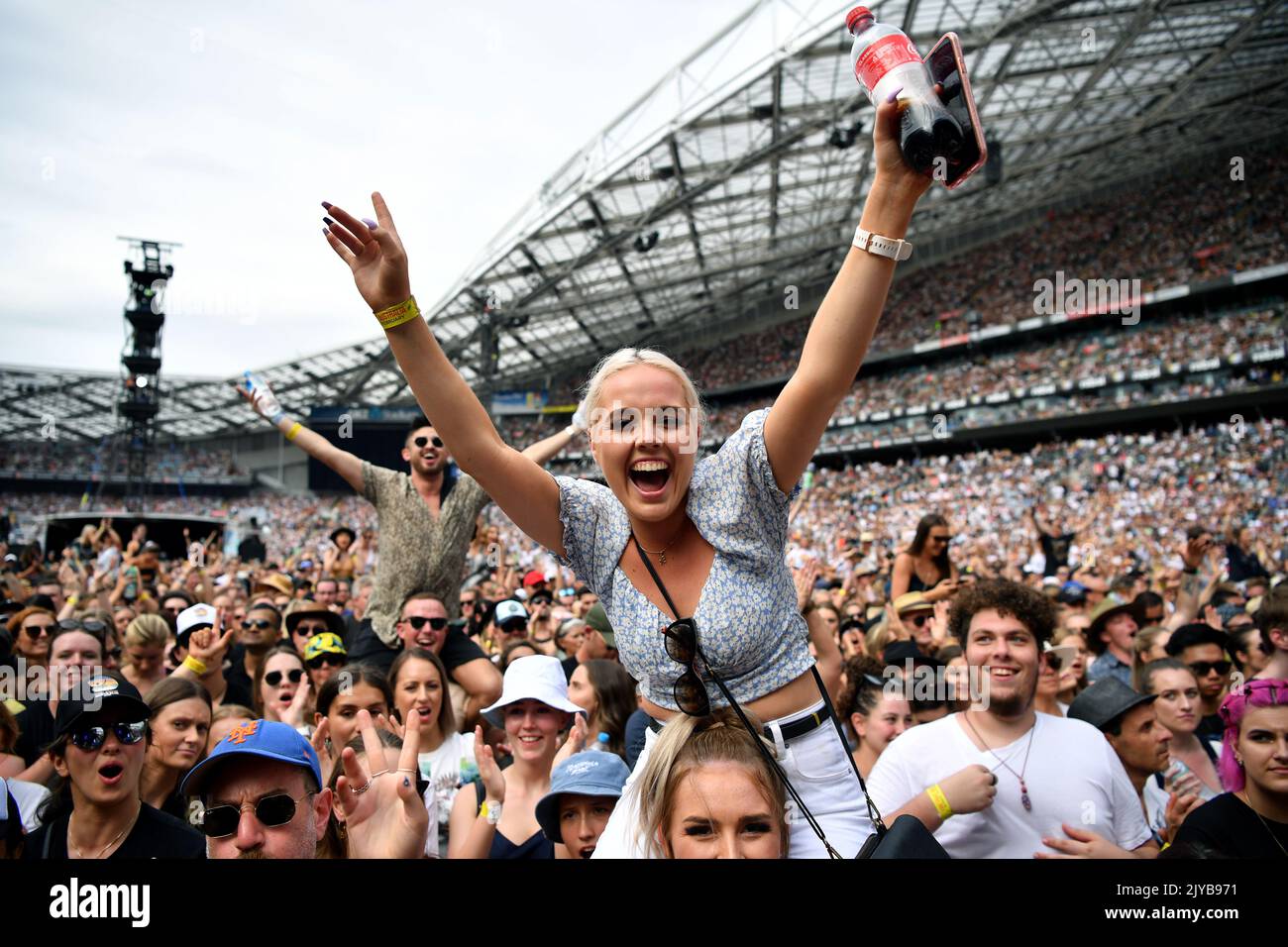 Fans in the crowd during the Fire Fight Australia bushfire relief ...
