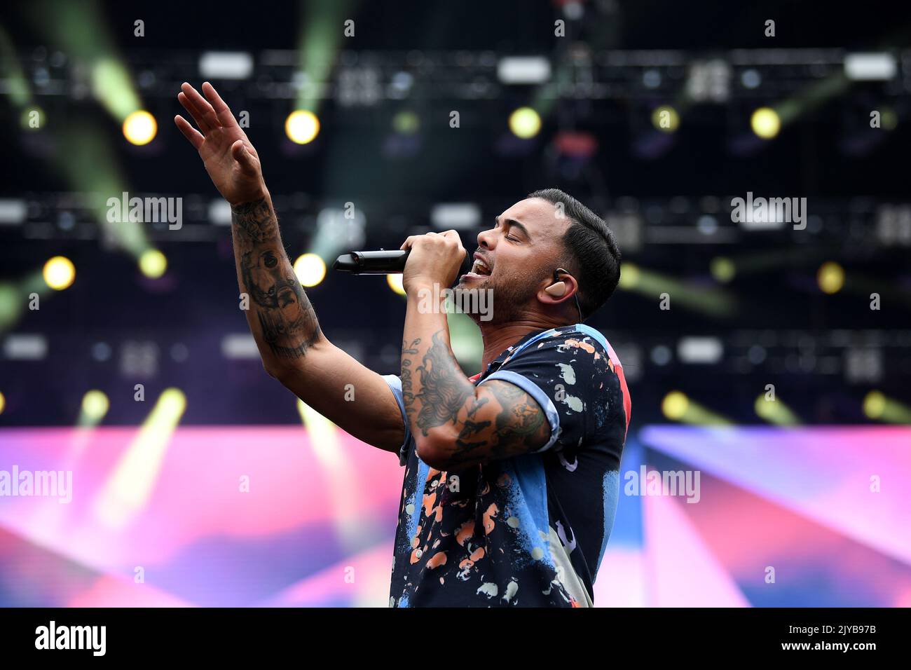 Guy Sebastian performs during the Fire Fight Australia bushfire relief ...