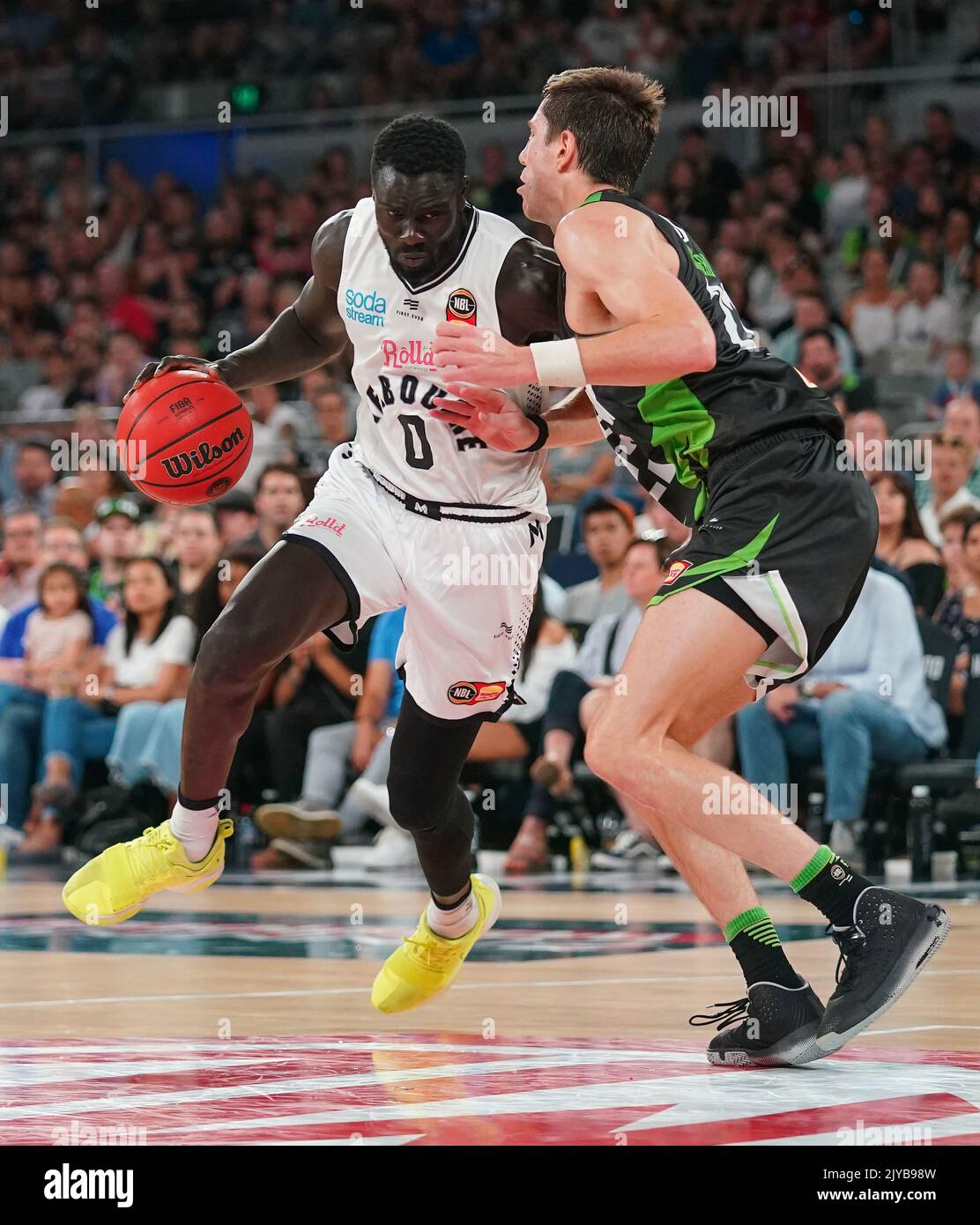 Jo Lual-Acuil of Melbourne United drives to the basket during the Round ...
