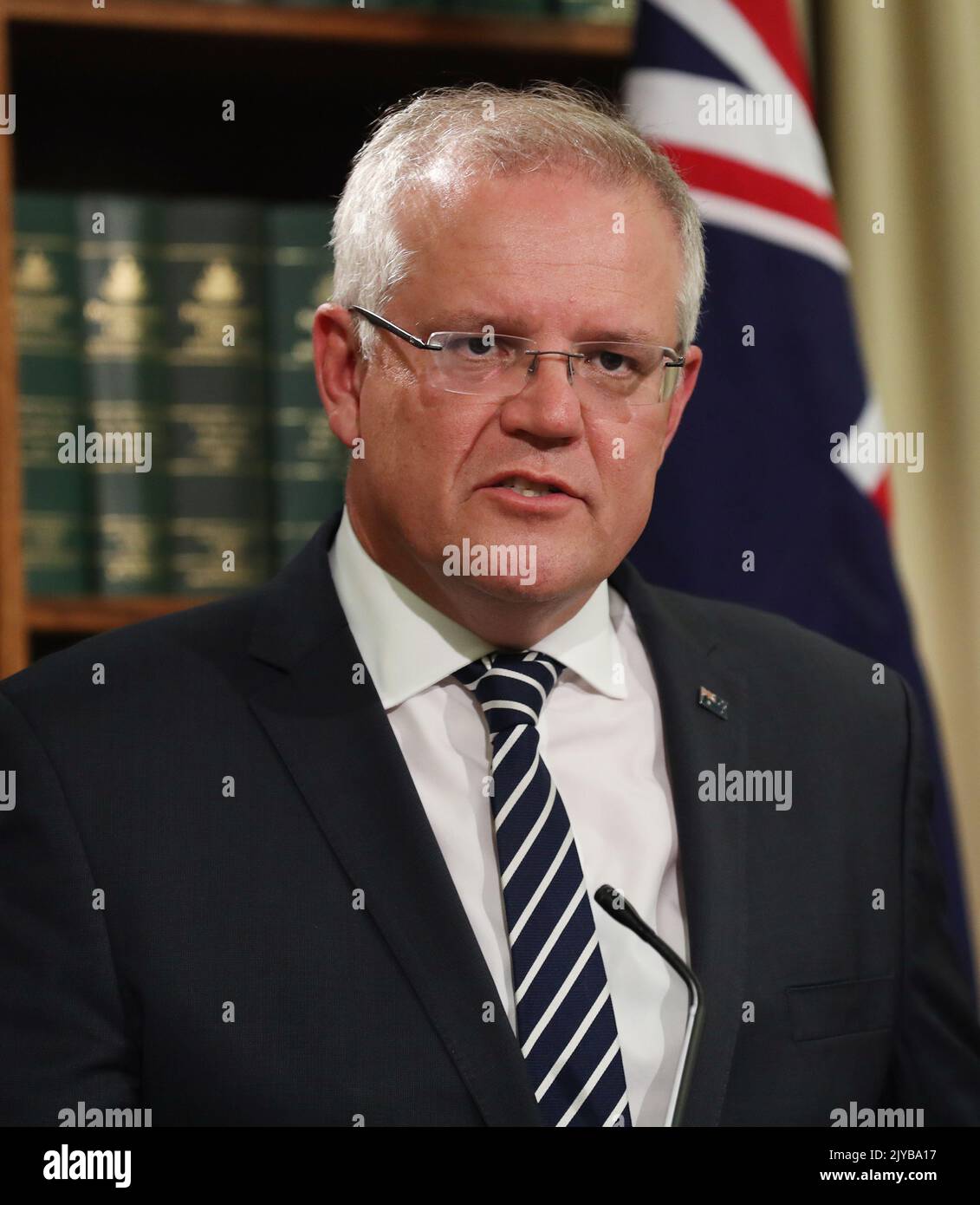 Prime Minister Scott Morrison holds apress conference in Melbourne with ...