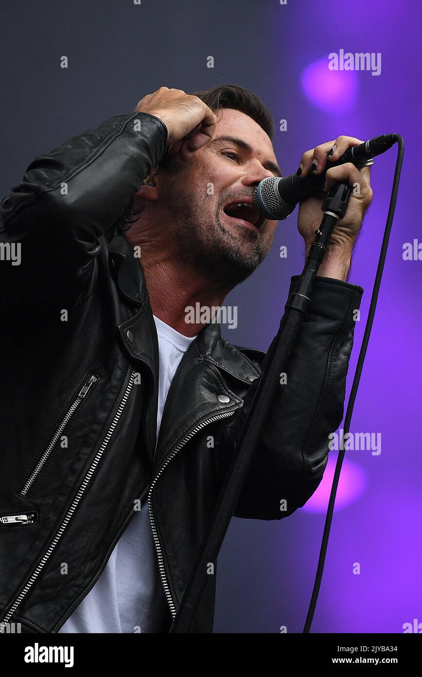 Phil Jamieson of Grinspoon performs during the Fire Fight Australia ...